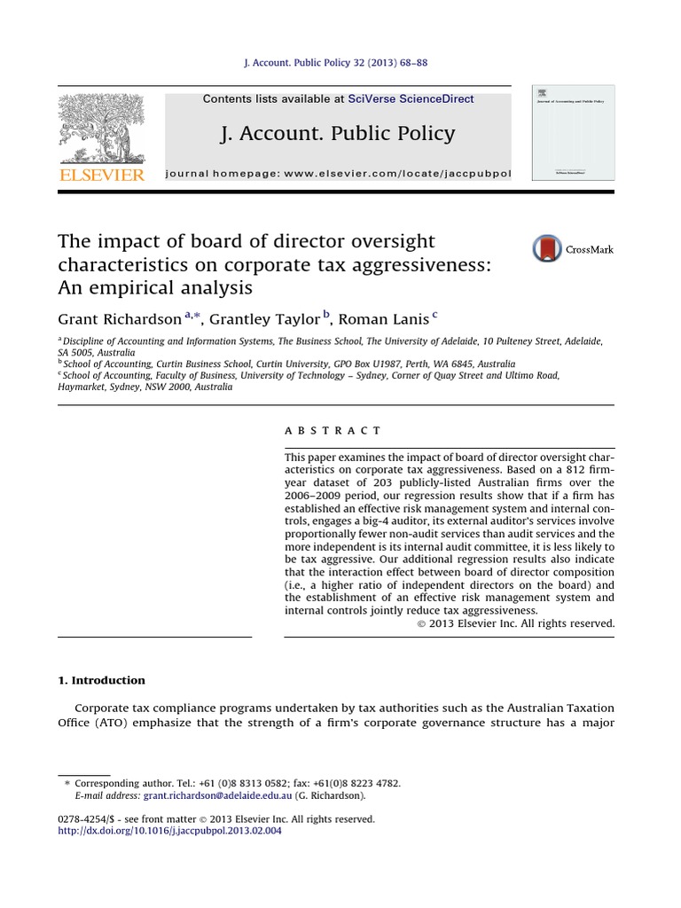 J. Account. Public Policy: Grant Richardson, Grantley Taylor, Roman ...