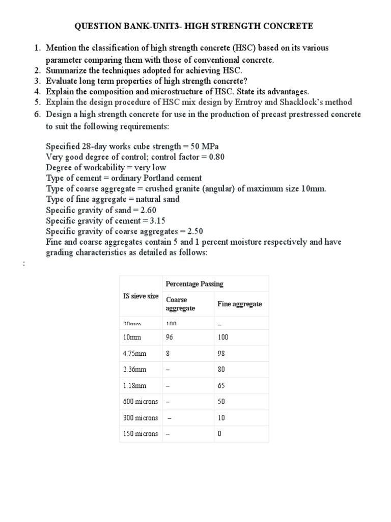 ACT-question Bank Unit-3 PDF | PDF | Construction Aggregate | Concrete
