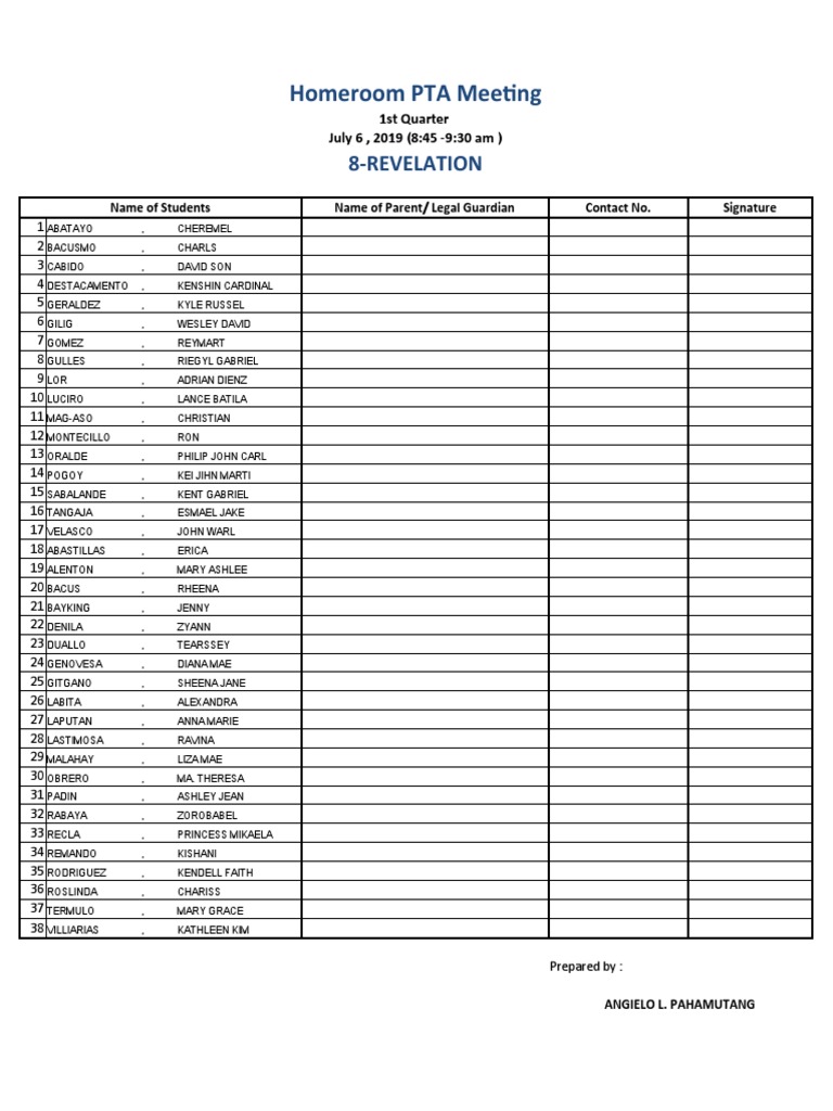 Attendance Pta | PDF