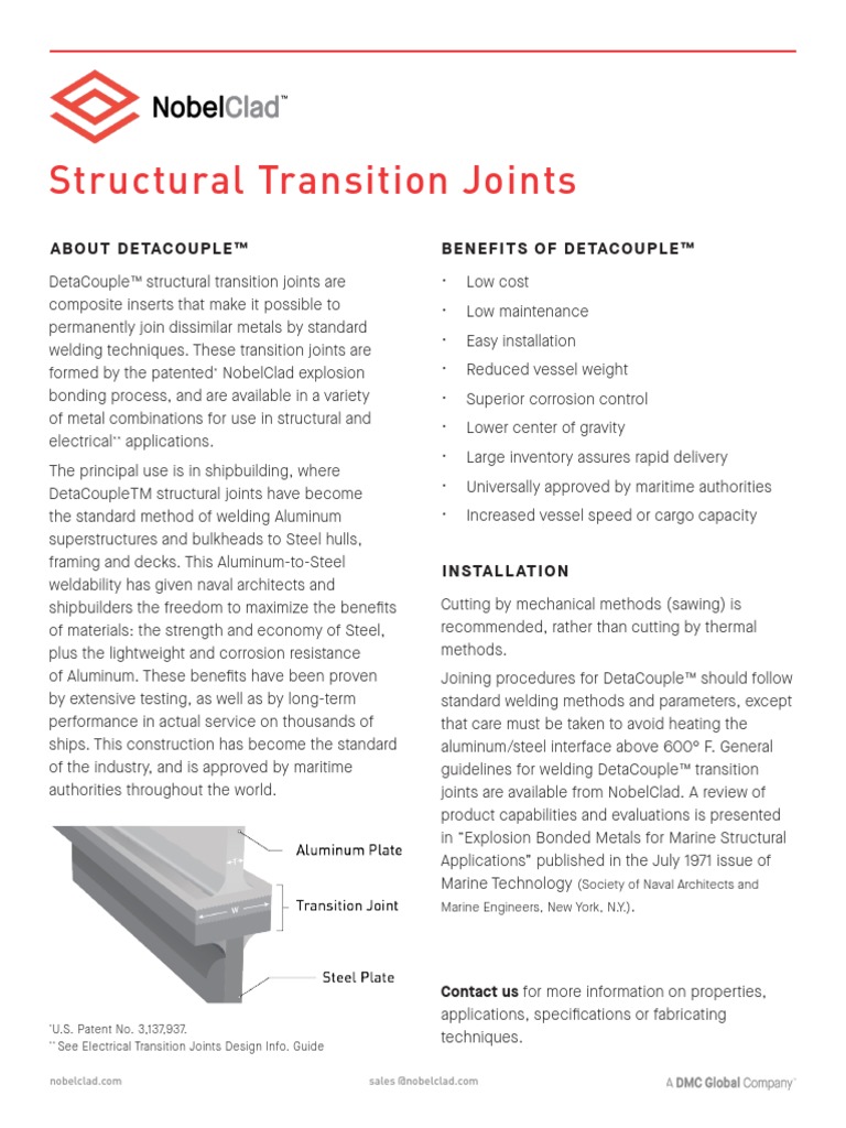 Structural Transition Joints - Product - Sheet | PDF