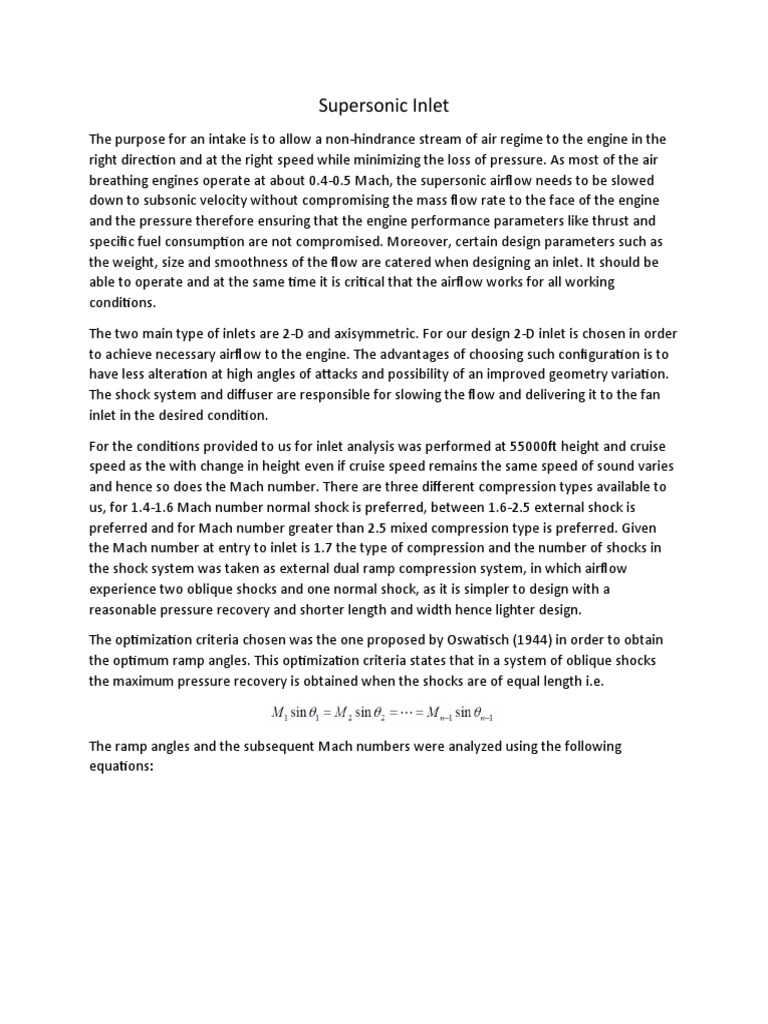 Supersonic Inlet | PDF