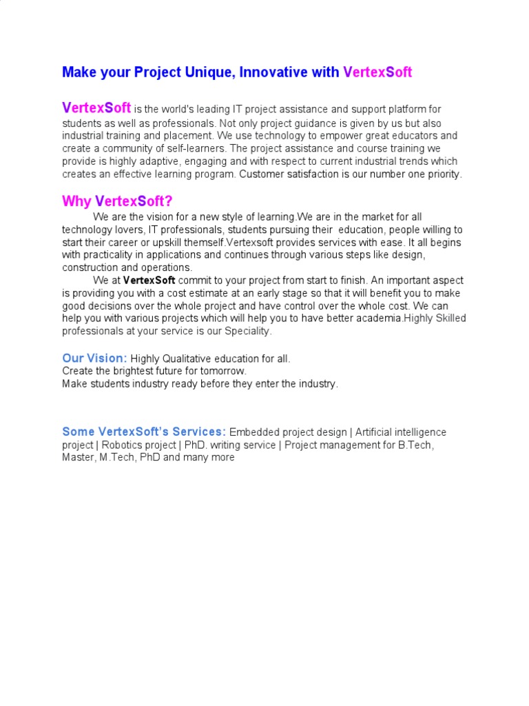 Make Your Projects With VertexSoft | PDF