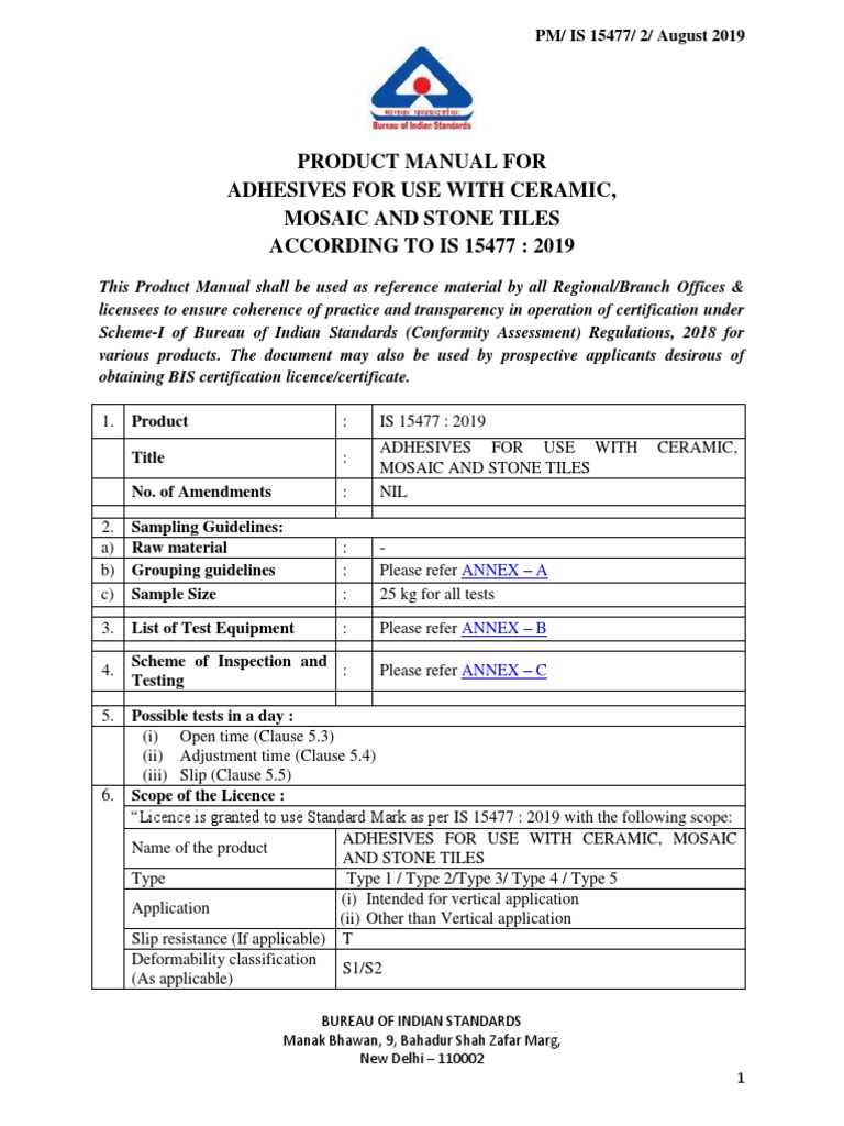 IS 15477 Product Manual For Implementation of Revised ISS Revision 1 ...