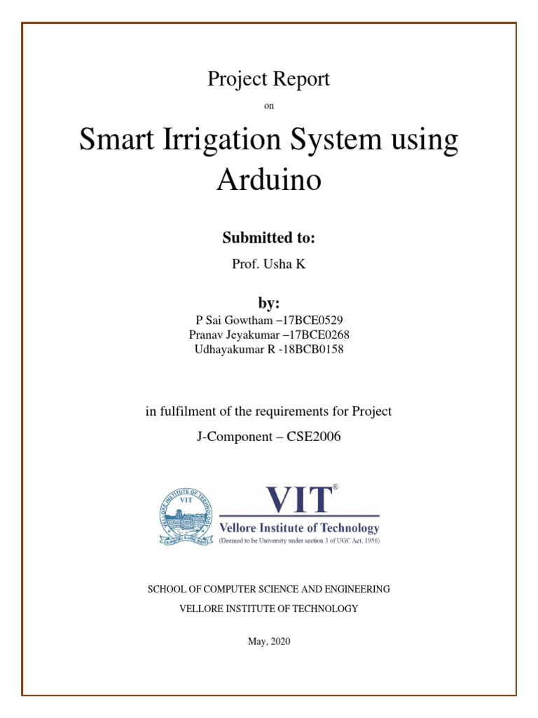 Smart Irrigation System Using Arduino: Project Report | PDF | Arduino ...