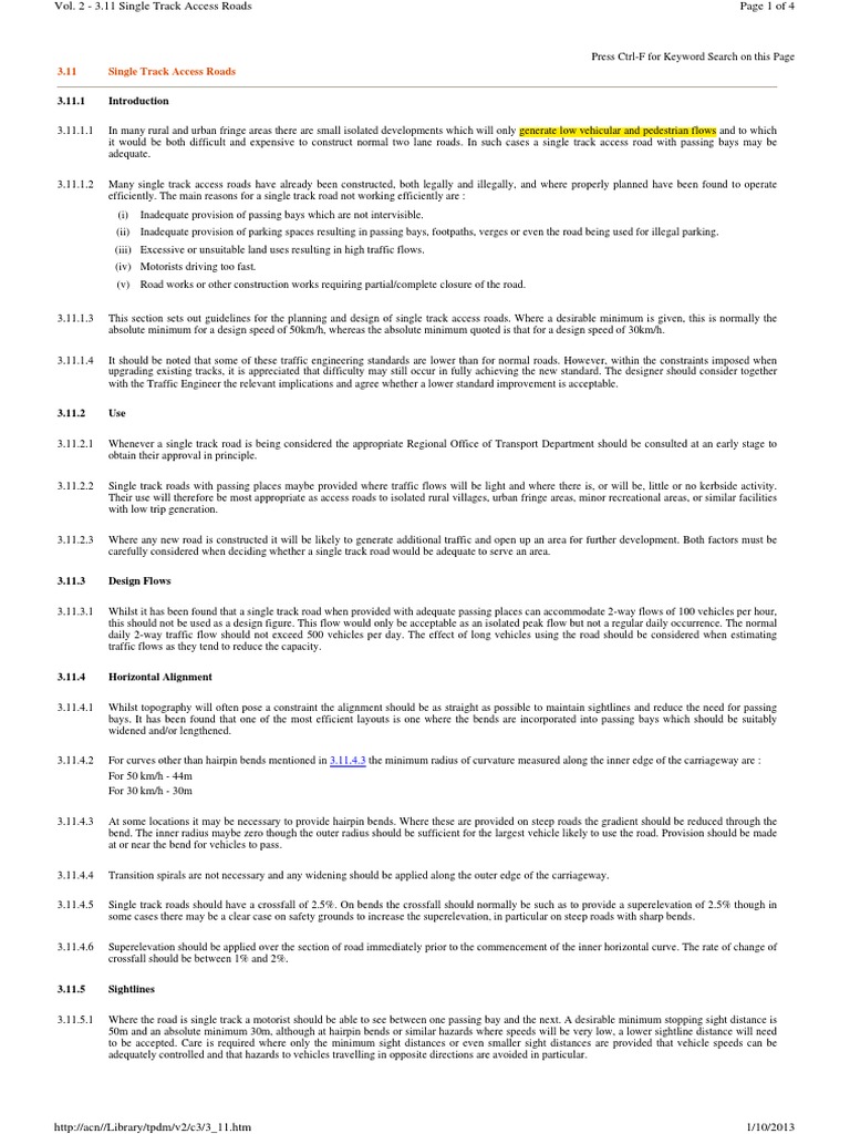 TPDM Vol. 2 Cl. 3.11 | PDF | Road | Traffic