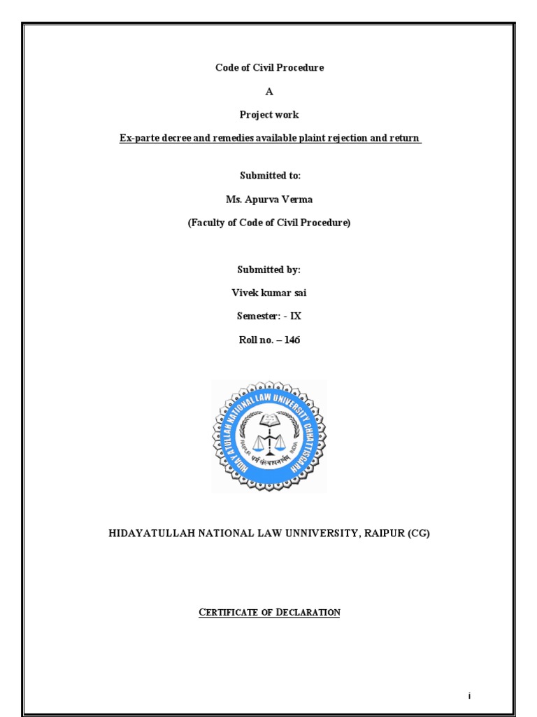 CPC Project On Ex Parte Degree | PDF