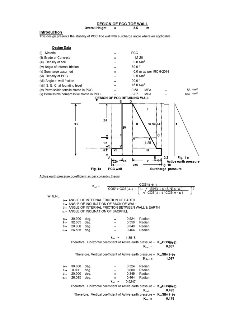 PCC Toe Wall - 3.5M - HEAD WALL SHAPE | PDF
