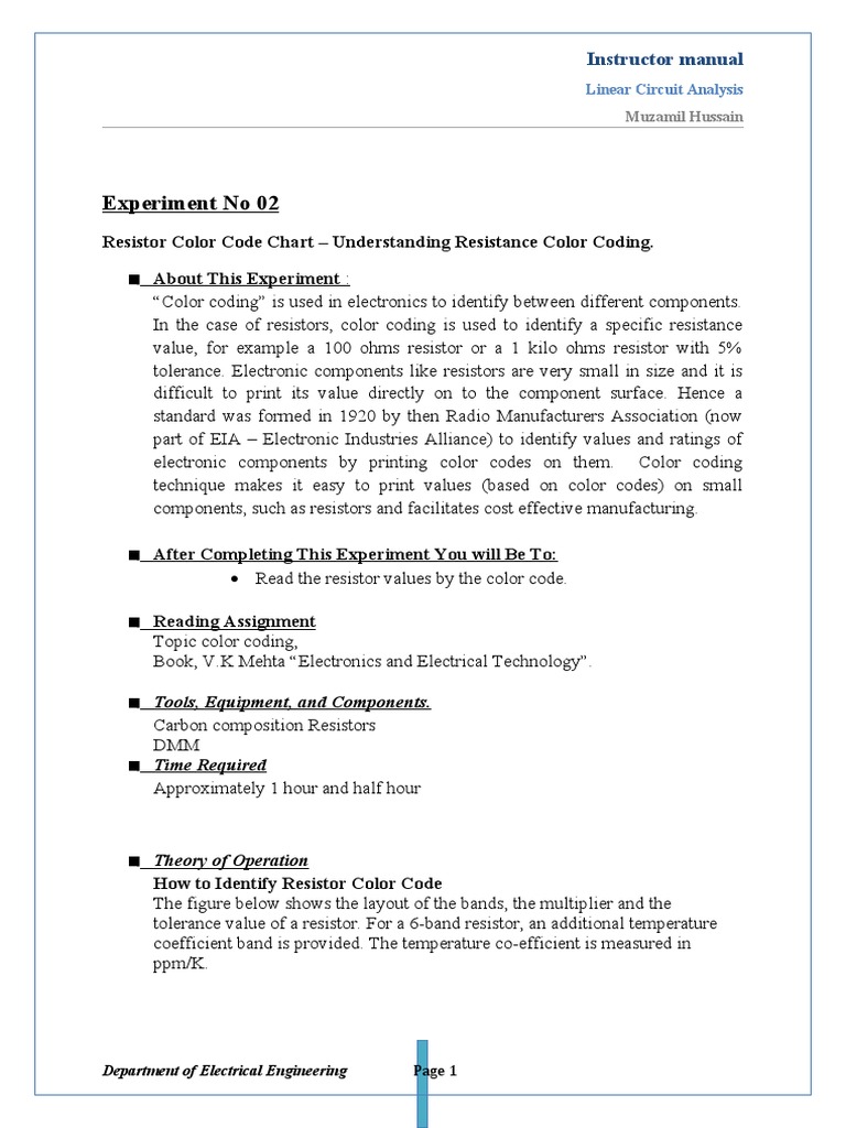 Lab No 2-1 | PDF | Resistor | Electromagnetism