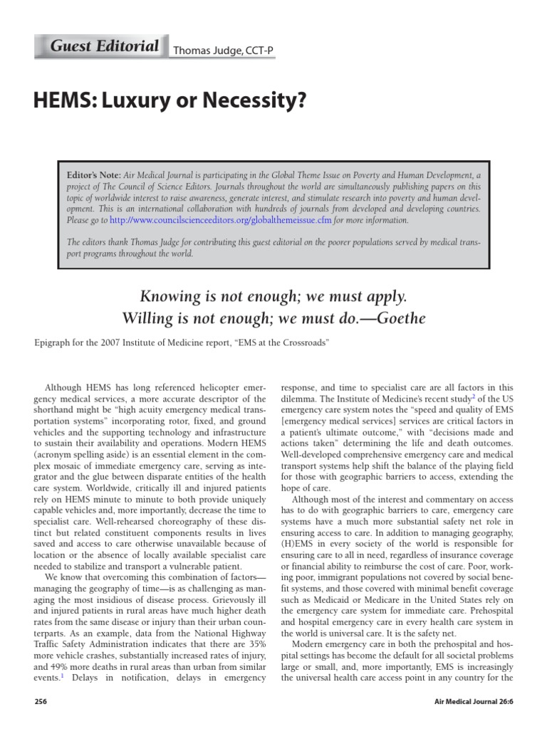 HEMS Luxury or Necessity | PDF