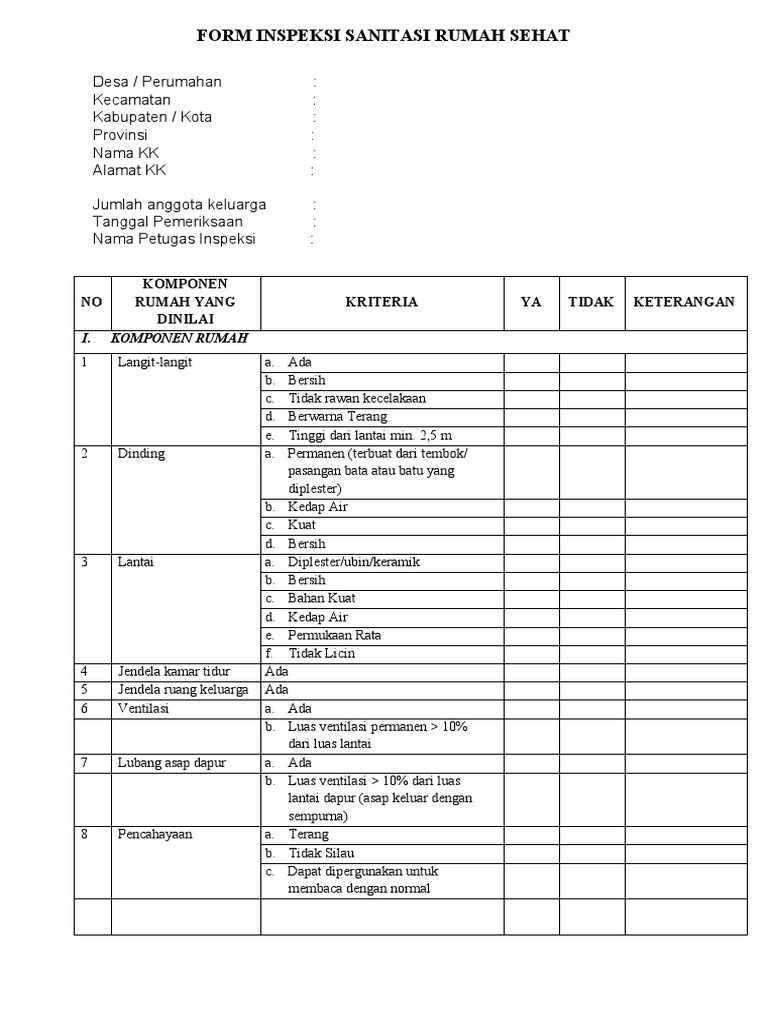 Formulir Inspeksi | PDF