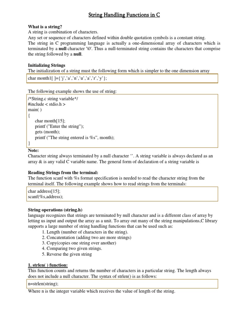 String Handling in C PDF | PDF | String (Computer Science) | Formalism (Deductive)