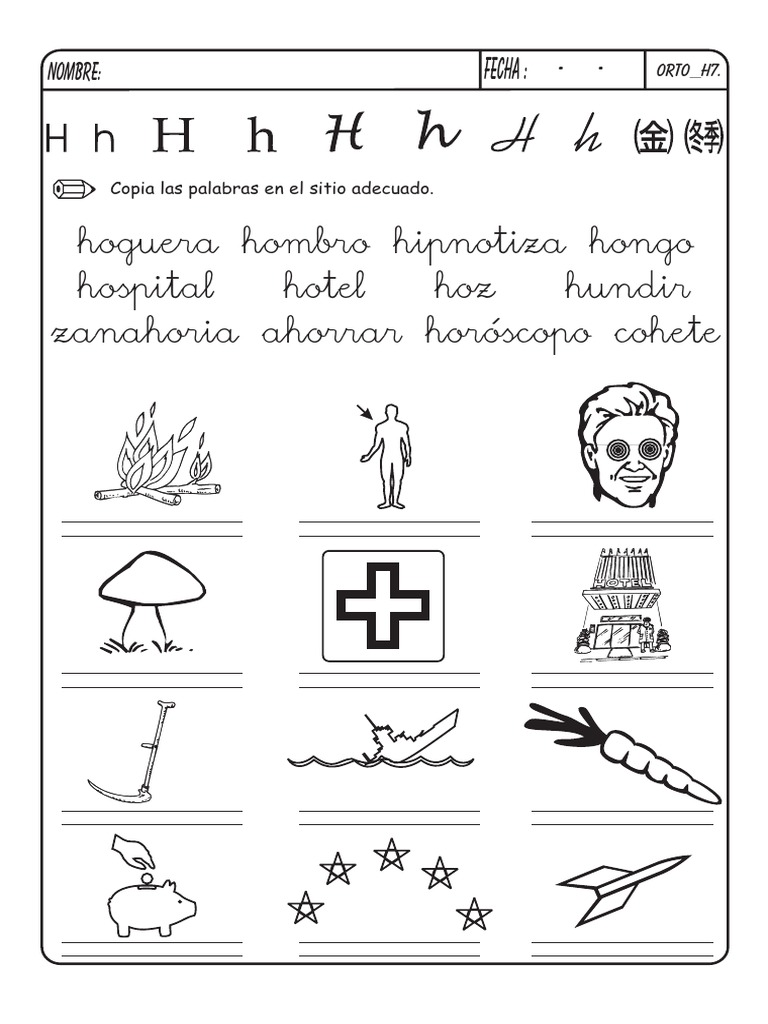 Ejercicios de Ortografía con 'H' | PDF