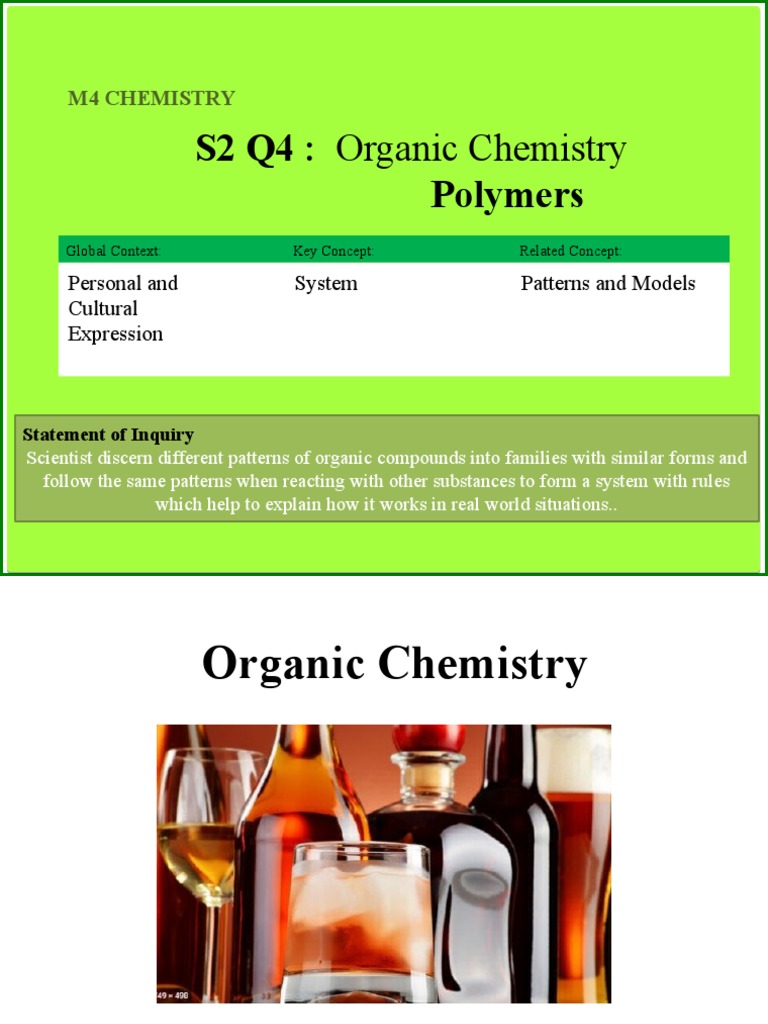 S2 Q4: Organic Chemistry Polymers | PDF | Polymerization | Polymers