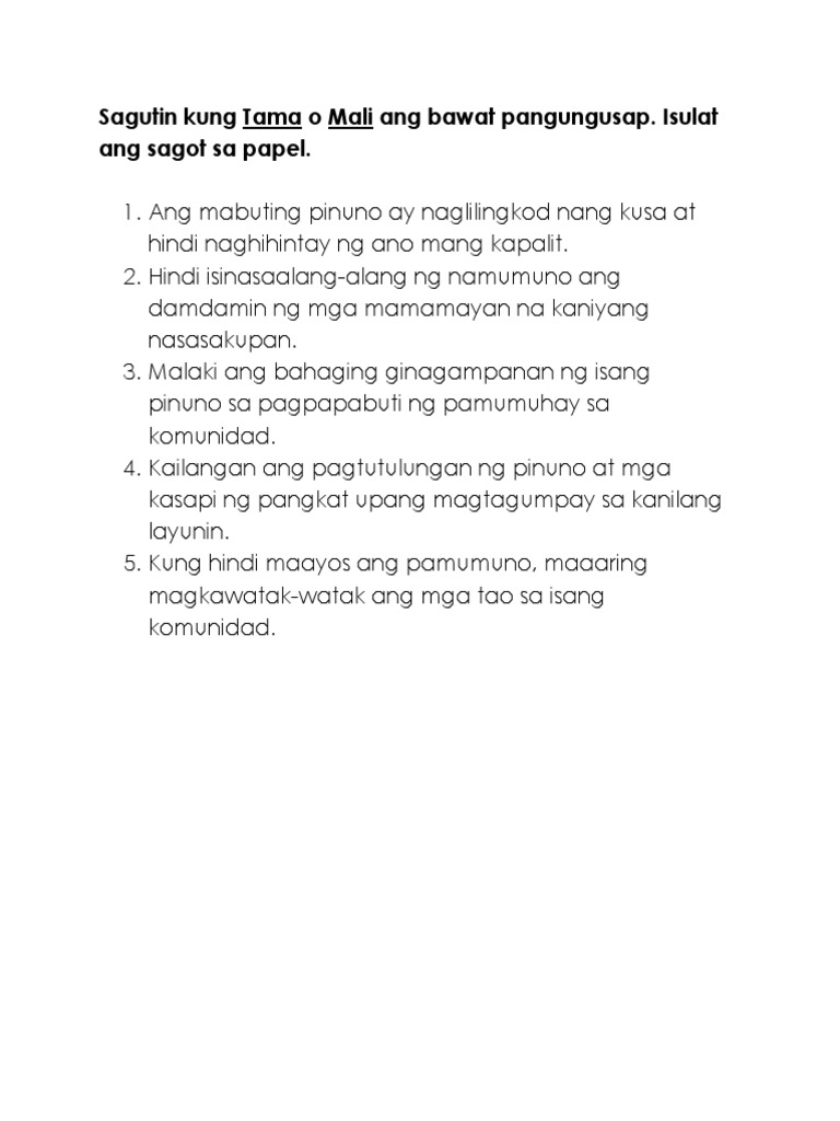 Pinuno at Pamumuno | PDF