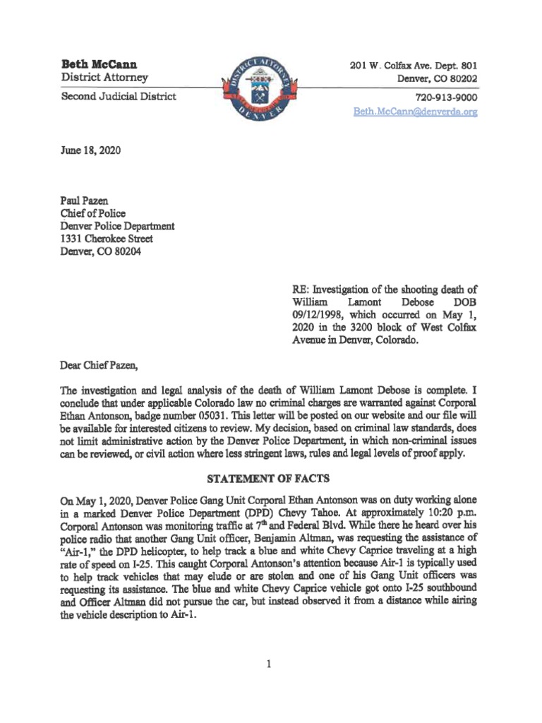 William DeBose Decision Letter | PDF | Business