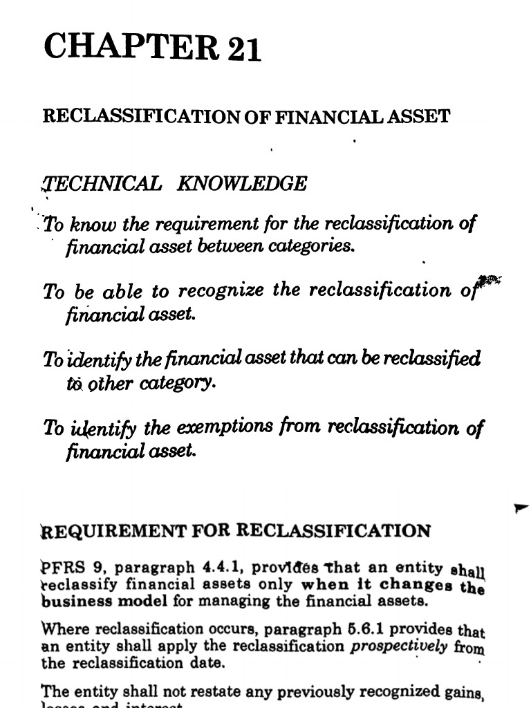 Chapter 21 - Reclassification of Financial Asset PDF | PDF