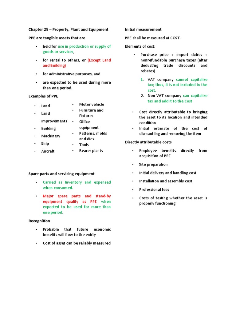 Chapter 25 - PPE | PDF | Depreciation | Cost