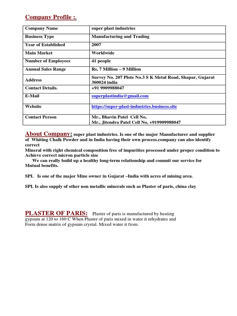 Super Plast Industries | PDF