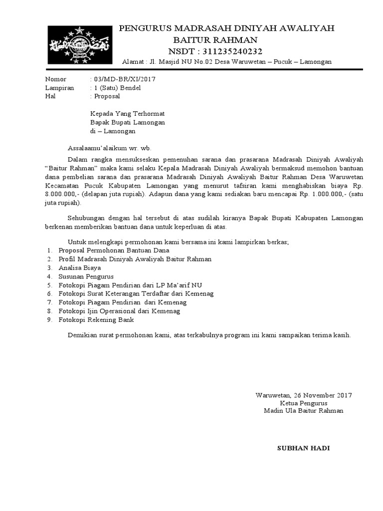 Proposal Ke Bupati | PDF