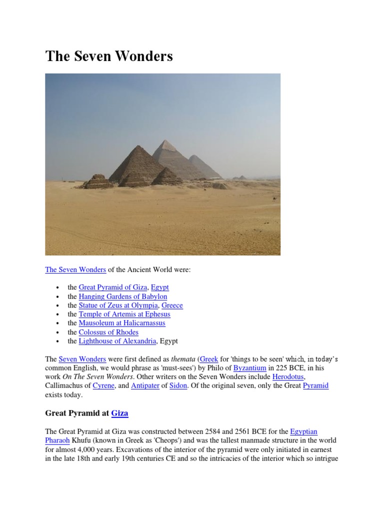 The Seven Wonders | PDF | Classical Antiquity