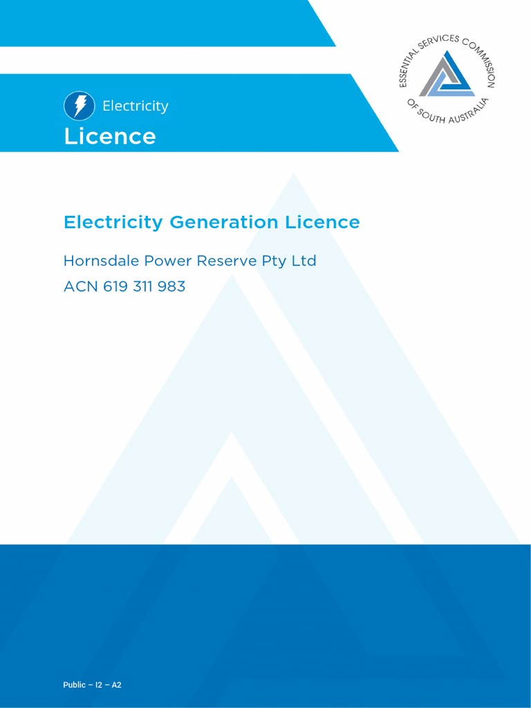Electricity GenerationLicence HornsdalePowerReserve | PDF | By Law ...