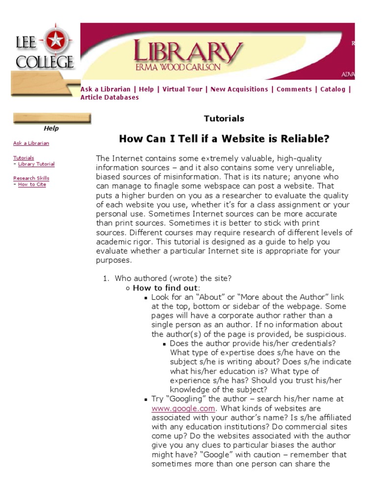 How Can I Tell If A Website Is Reliable PDF | PDF