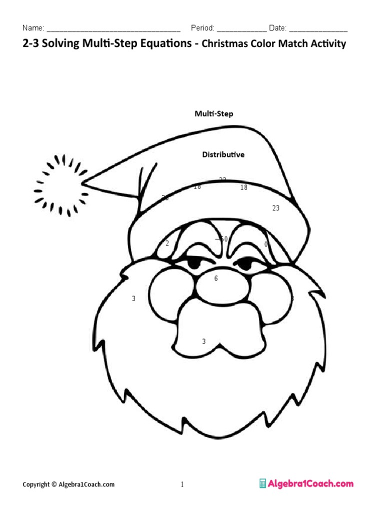 2-3 Solving Multi-Step Equations - : Christmas Color Match Activity | PDF