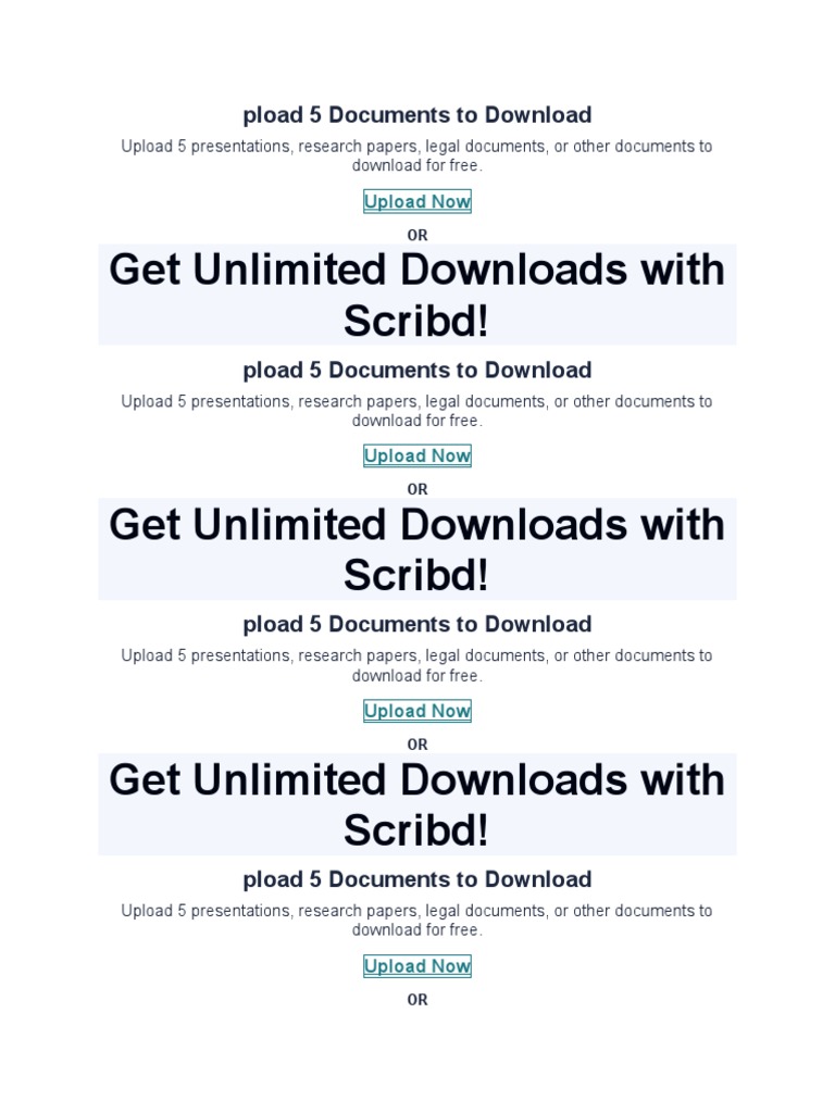 Get Unlimited Downloads With Scribd!: Pload 5 Documents To Download | PDF | Scribd | Social ...