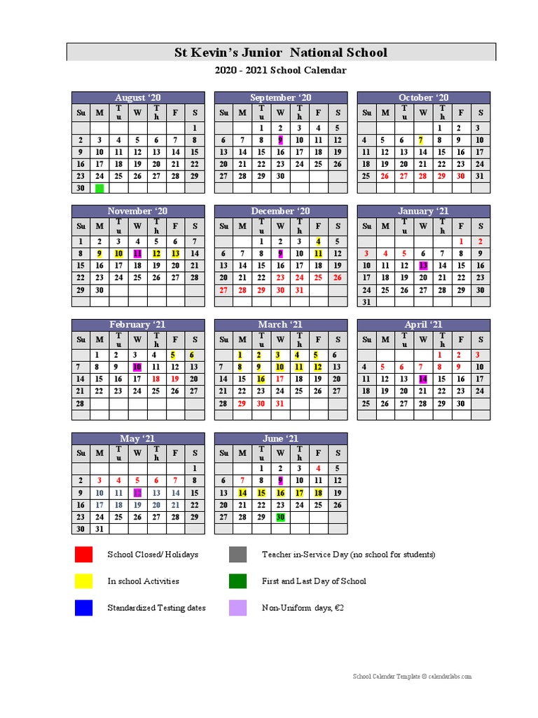 2020 2021 Calendar | PDF