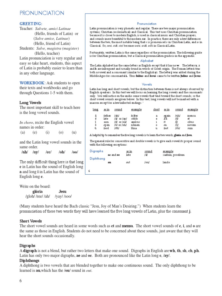 Latin Greetings and Pronunciation Guide | PDF