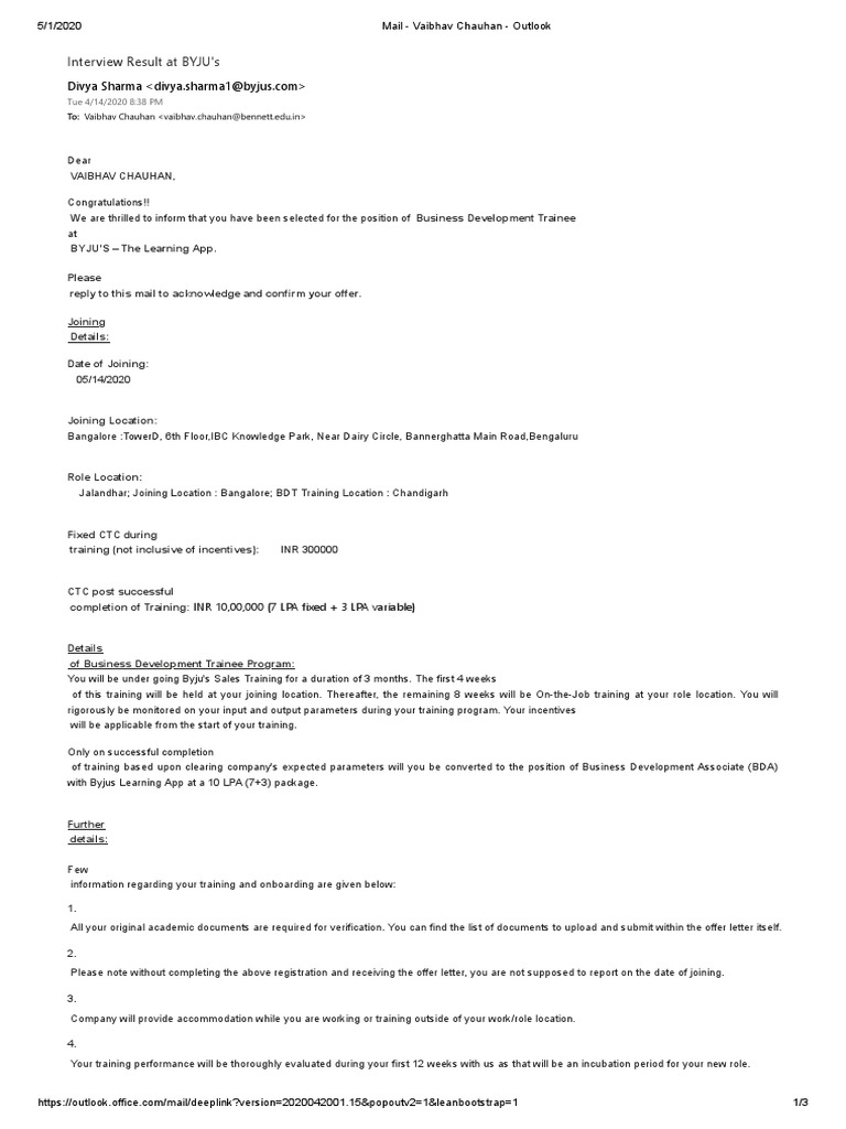 Interview Result at BYJU's: Please Reply To This Mail To Acknowledge ...