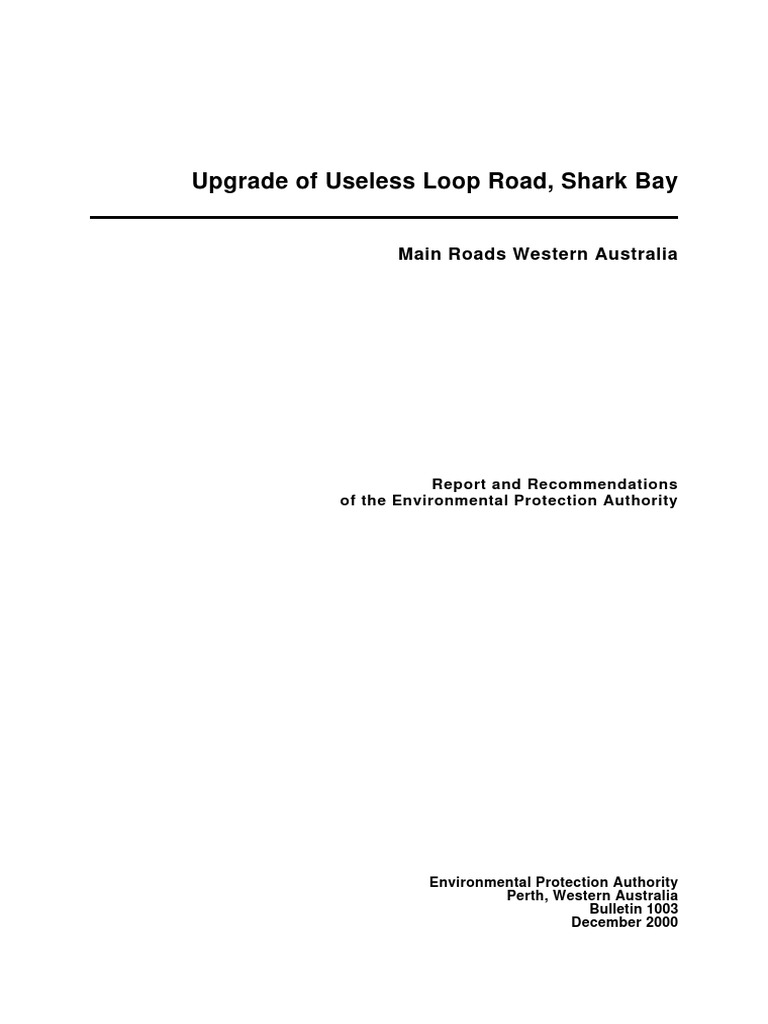 Upgrade of Useless Loop Road, Shark Bay: Main Roads Western Australia | PDF