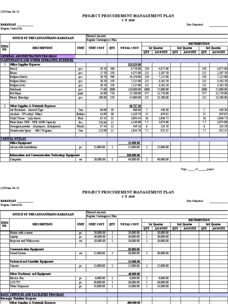 PPMP and App Sample Form | PDF