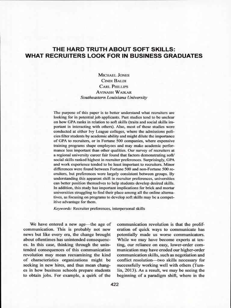 Hard Truth About Soft Skills | PDF