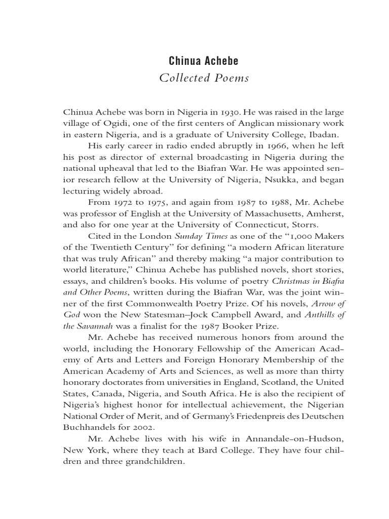 Achebe, Chinua - Collected Poems PDF | PDF