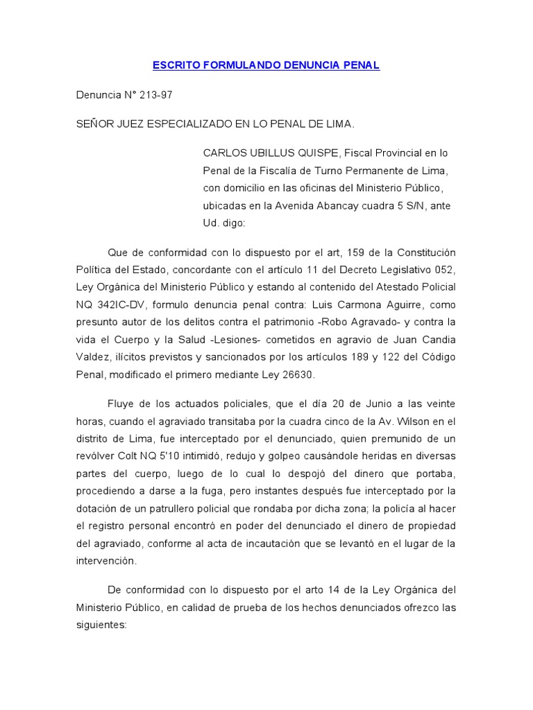 Modelos de Denuncias Penales | PDF