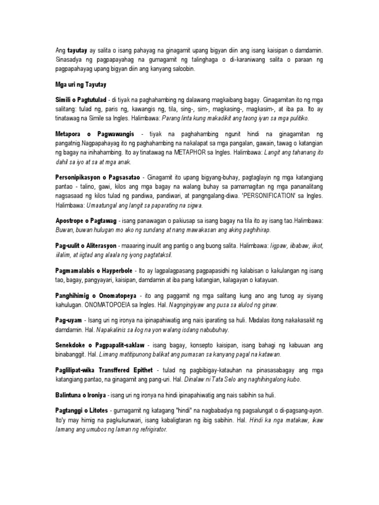 Lesson Tayutay PDF | PDF