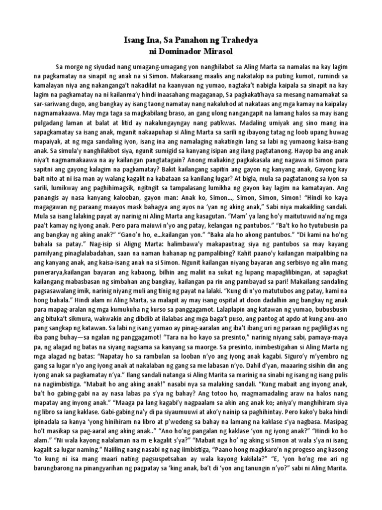 Isang Ina Sa Panahon NG Trahedya | PDF