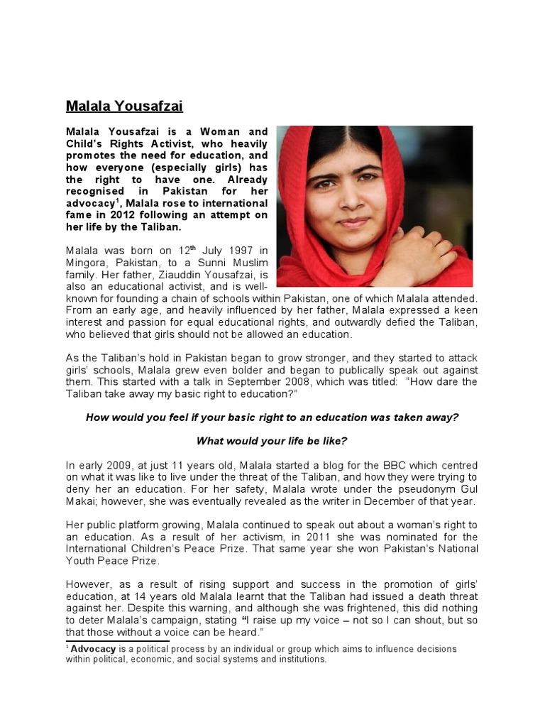 Malala Yousafzai: A Story of Courage | PDF | Social Science