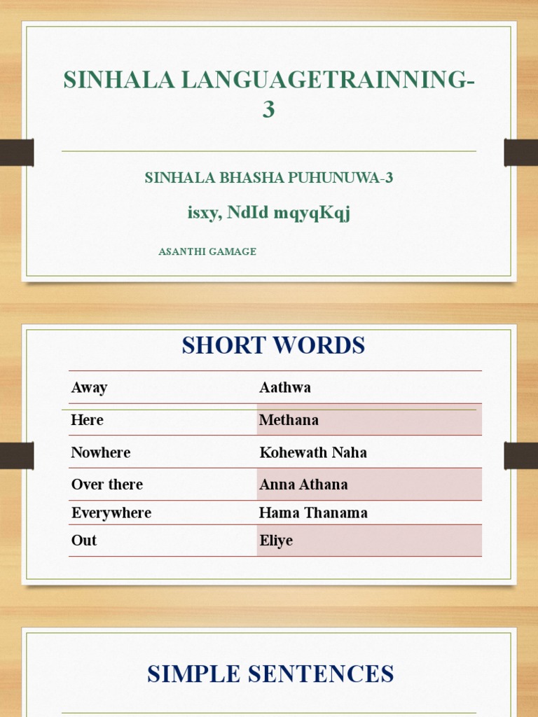 Sinhala Language Training Guide | PDF