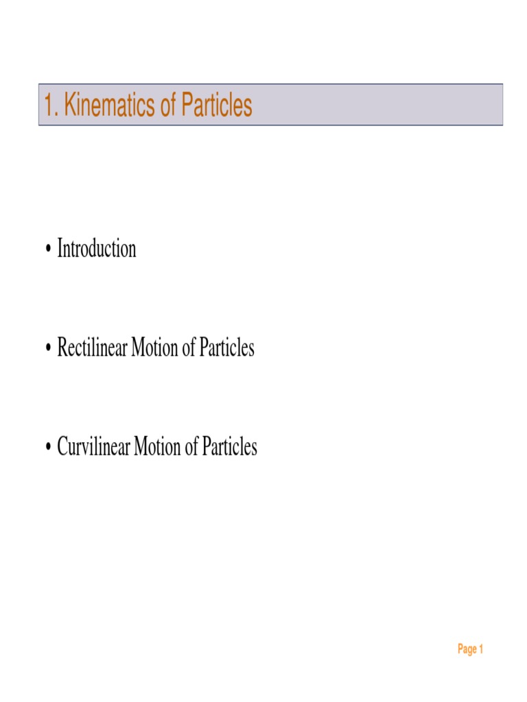 Kinematics of Particles: - Introduction | PDF | Acceleration | Kinematics