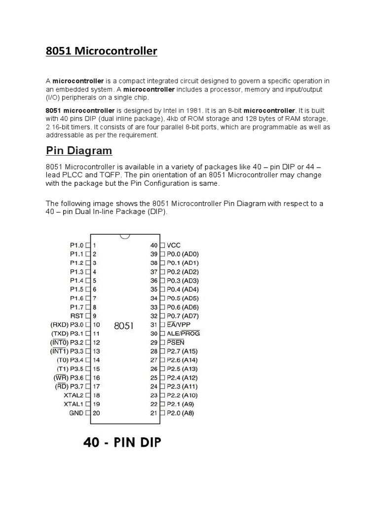 8051 Microcontroller Pinout Guide | PDF | Teaching Methods & Materials | Computers