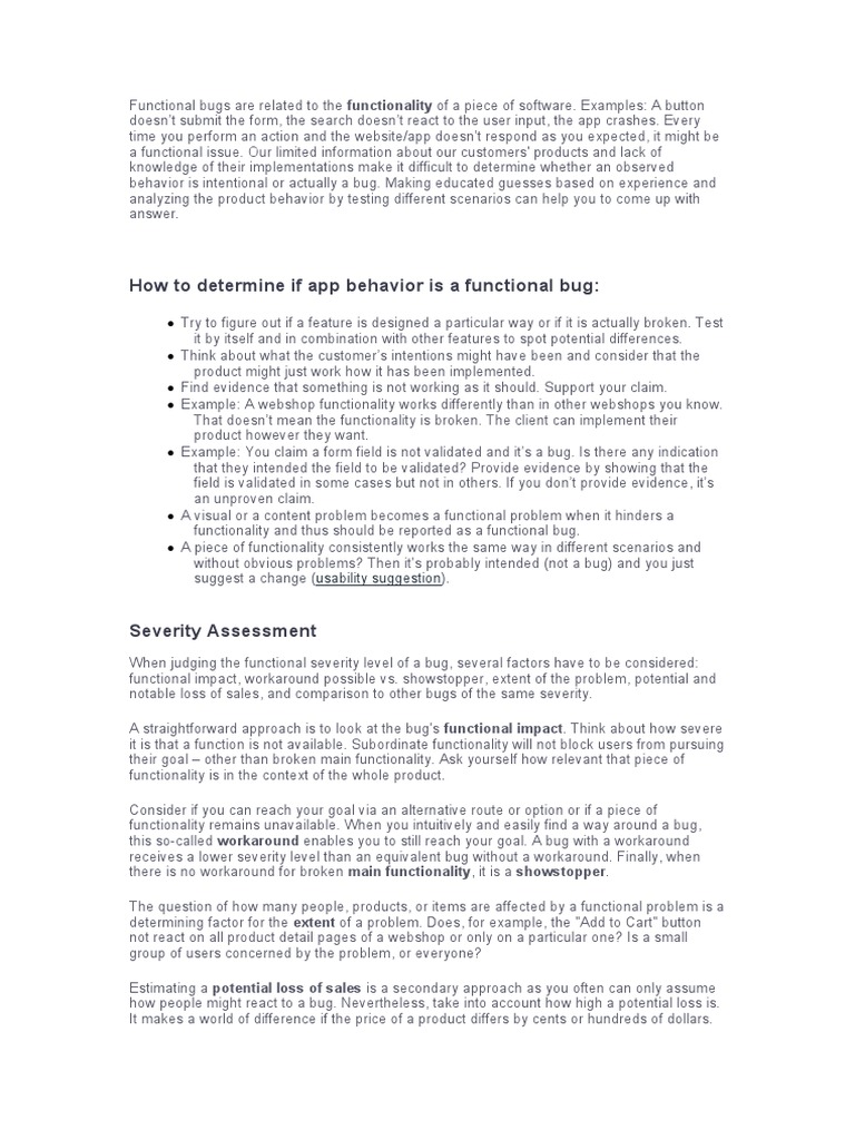 How To Determine If App Behavior Is A Functional Bug:: Usability ...