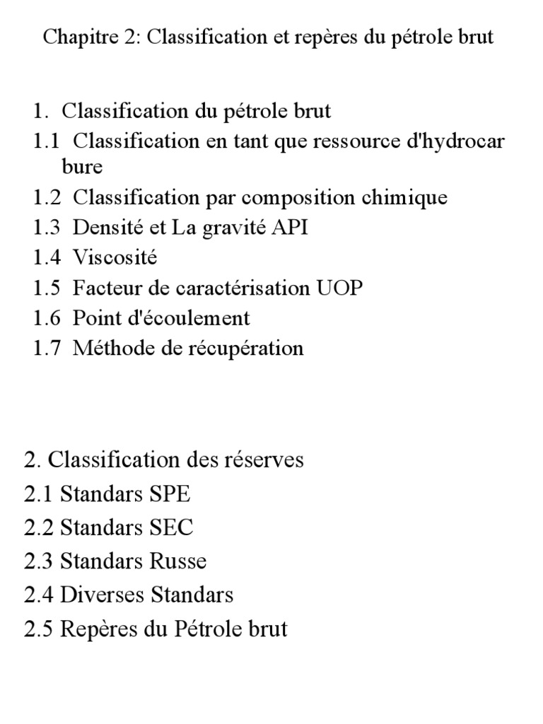 Classification du pétrole brut et réserves | PDF | Sciences et ...