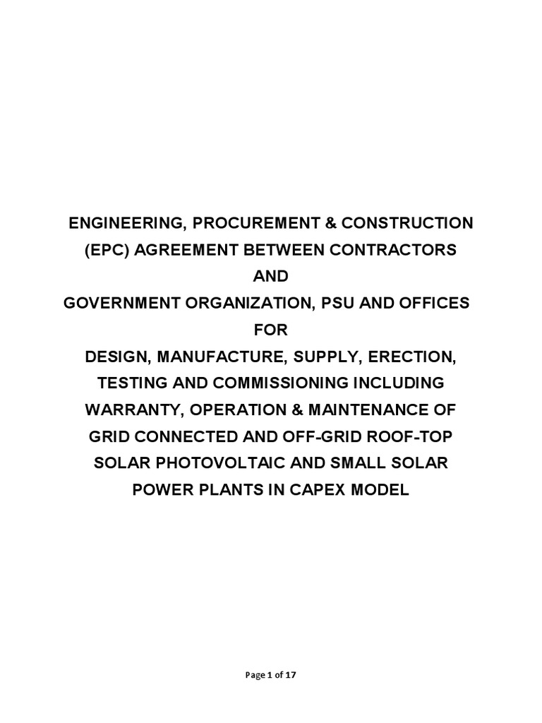 Annexure-V - Model EPC Agreement | PDF