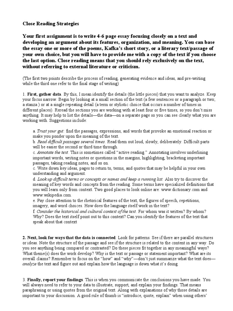 Close Reading Strategies | PDF