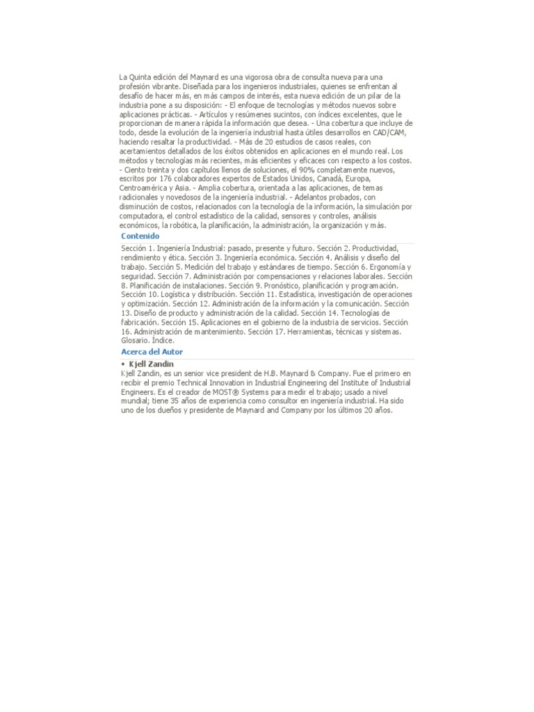 Quinta Edicion Del Maynard MANUAL DEL ING INDUSTRIAL PDF | PDF | Tecnología