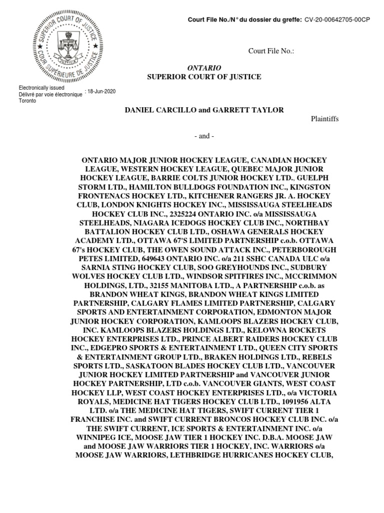 Statement of Claim - Ontario Action (Issued June 18, 2020) | PDF