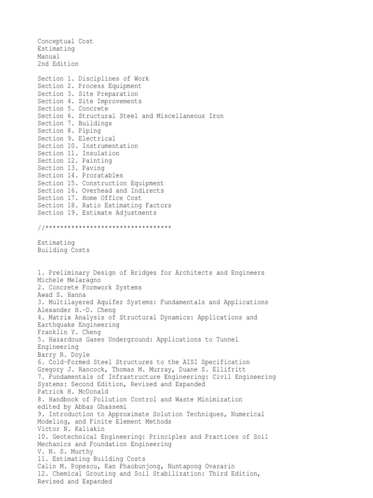 Cost Estimation for Engineers | PDF | Engineering | Civil Engineering