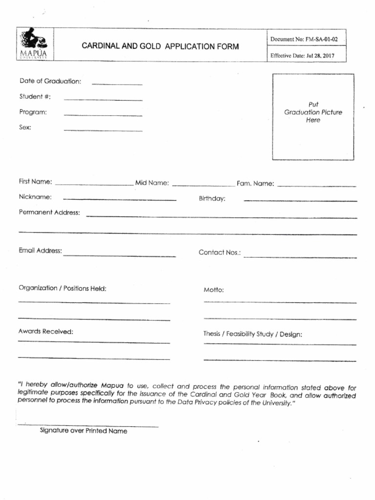 Cardinal and Gold Application Form | PDF